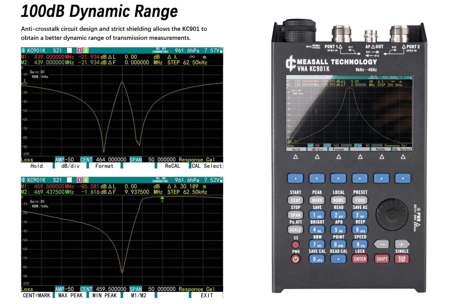 MEASALL Dual Ports Handheld Network Analyzer KC901K 5kHz-4GHz | DEEPACE
