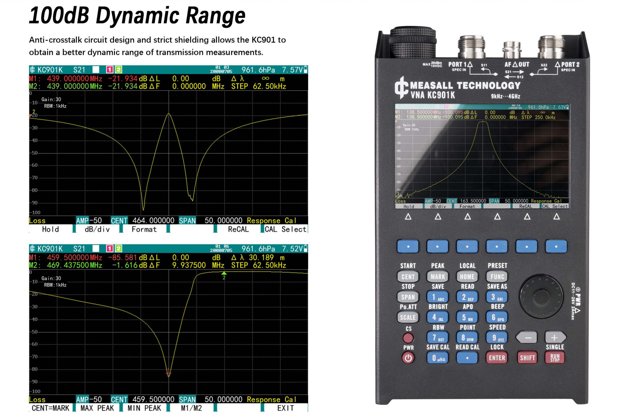 MEASALL Dual Ports Handheld Network Analyzer KC901K 5kHz-4GHz | DEEPACE