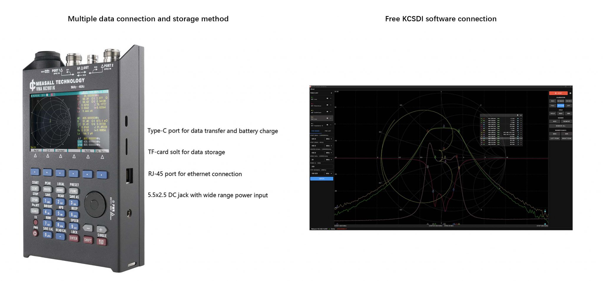 MEASALL Dual Ports Handheld Network Analyzer KC901K 5kHz-4GHz | DEEPACE