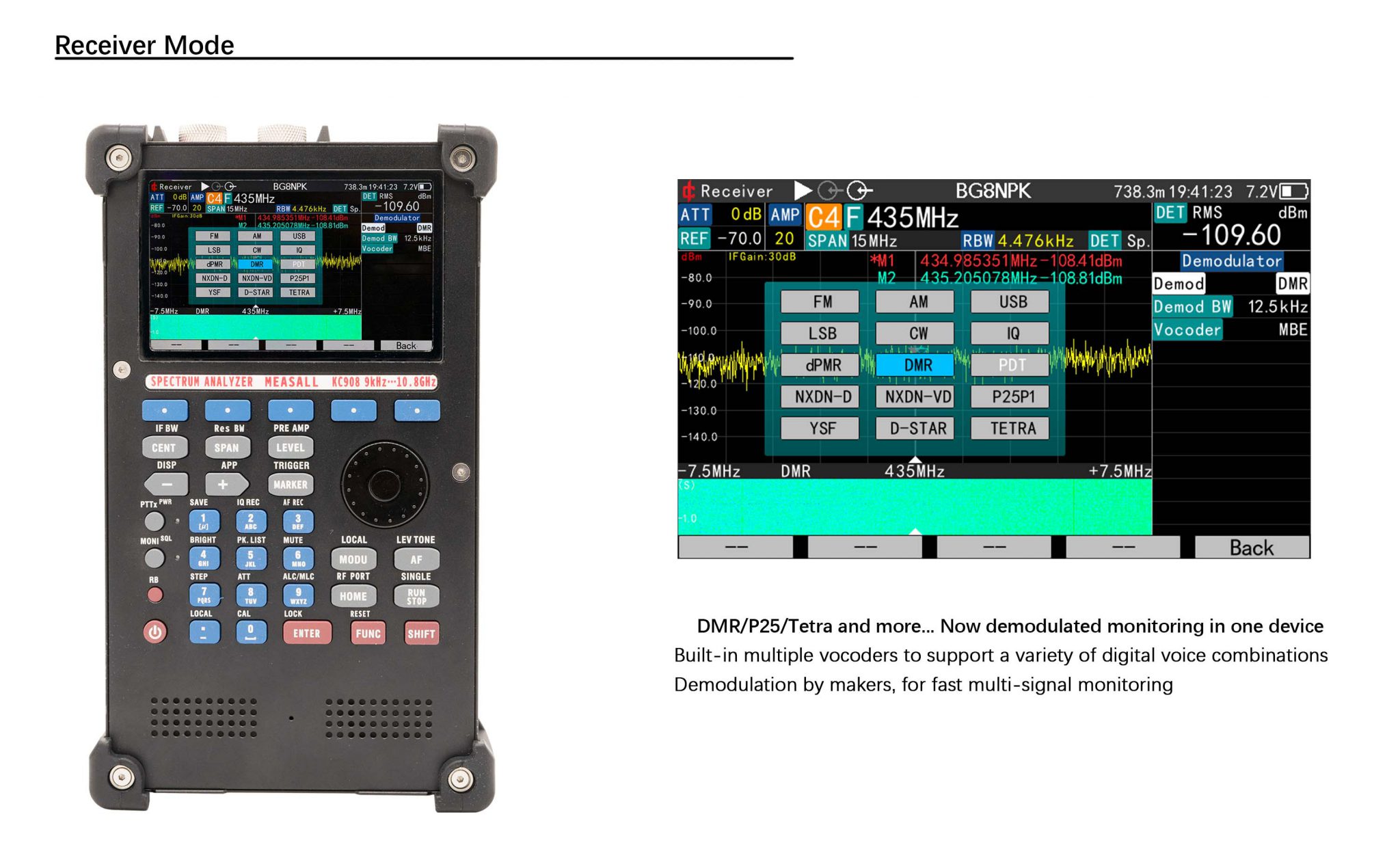 MEASALL Digital Receiver Real-time Spectrum Analyzer KC908U/V Up to 6G ...