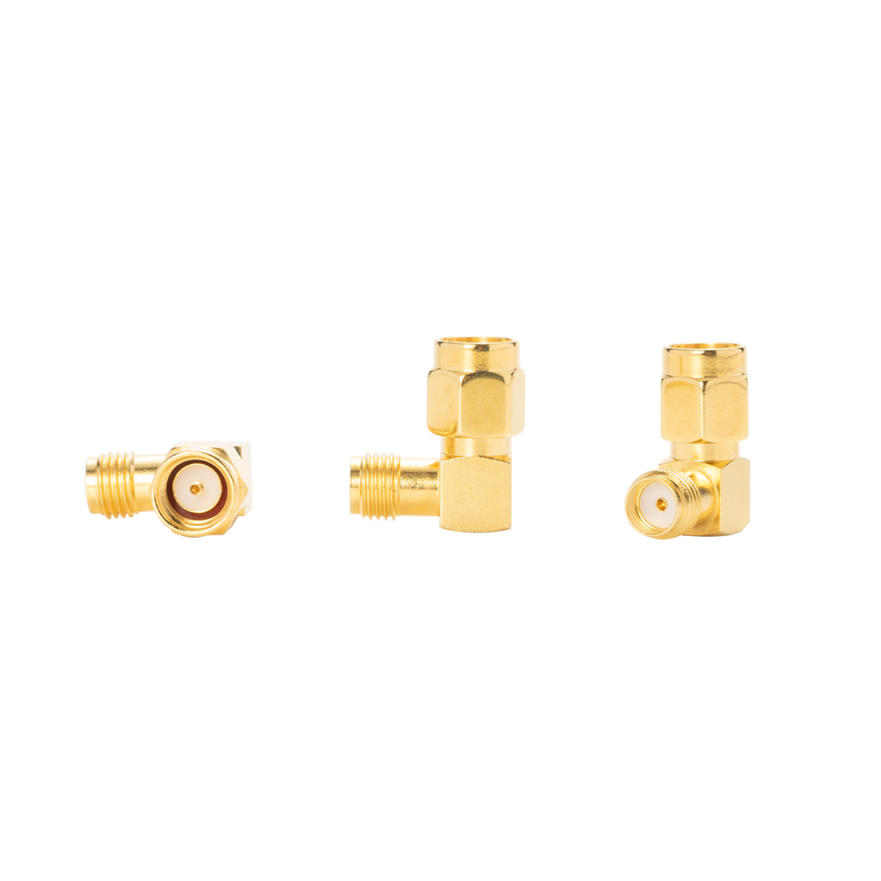 SMA Male to SMA Female 90° Adapter, Gold Plated Brass Body, High Temp ...