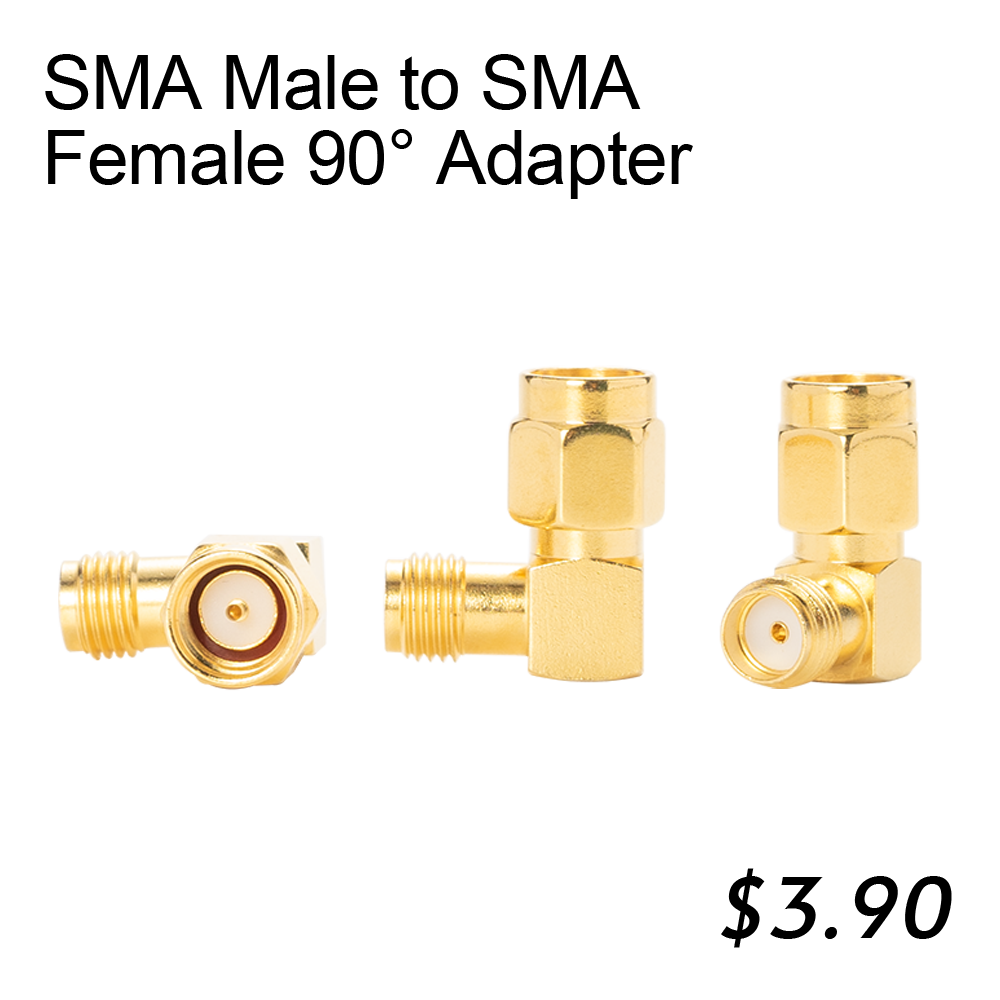 SMA Male to SMA Female 90° Adapter, Gold Plated Brass Body, High Temp ...