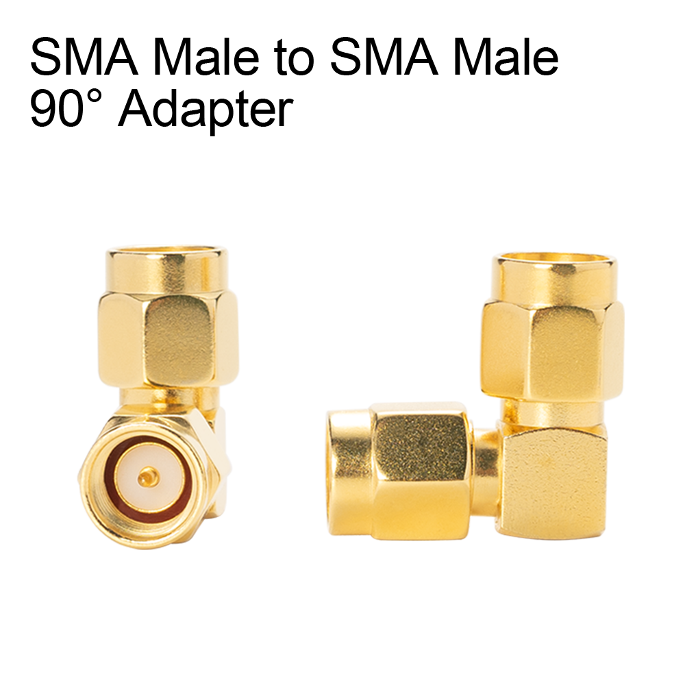 SMA Male to SMA Male 90° Adapter, Gold Plated Brass Body, High Temp, 1. ...